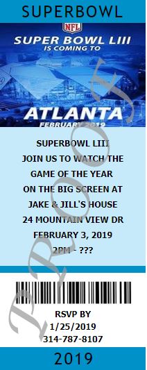 Super Bowl Party Invitations 2020- Football