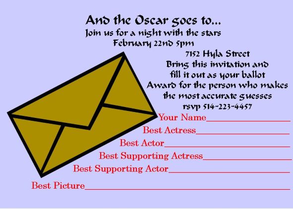Academy Awards Party Invitations and Oscar invitations NEW selections ...
